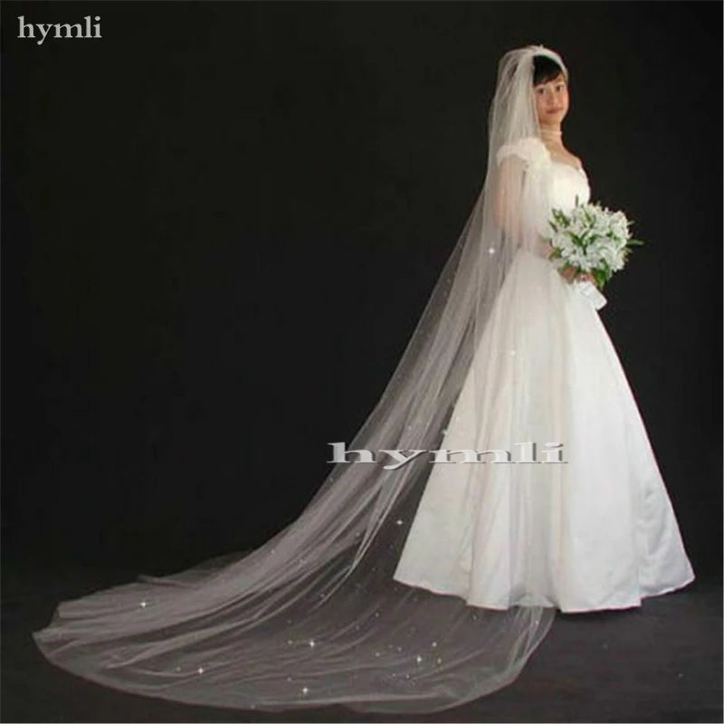 Cathedral Bridal Veil Cut Edge Veil Scatter Crystal Veil Chapel Weddin