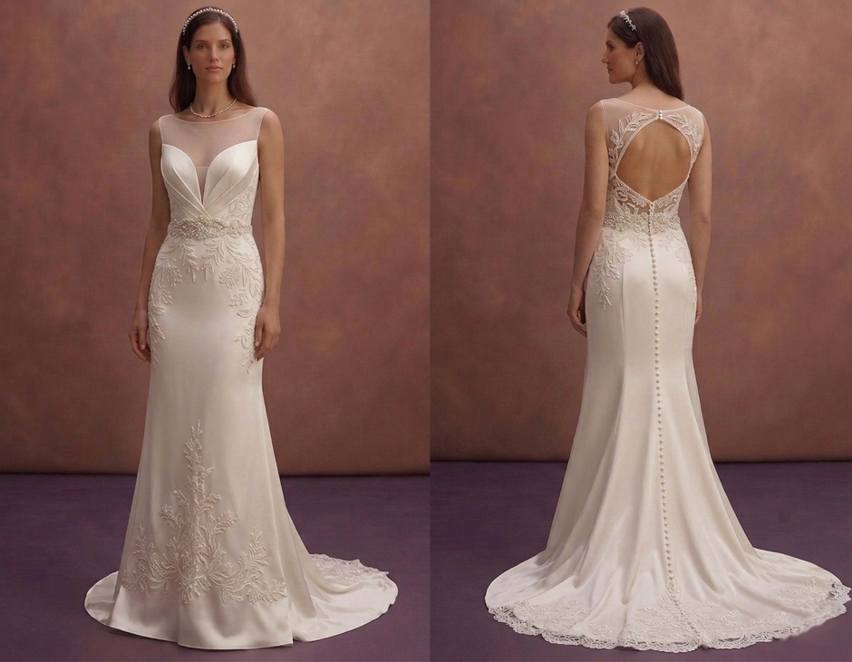 Ivory Satin Wedding Dress with Modern Straight Fit
