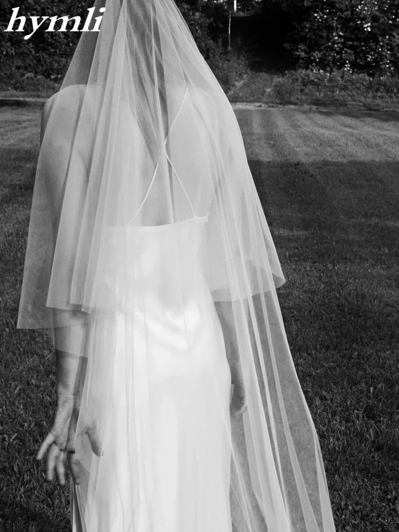 Romantic Bridal Veil with Blusher Simple 2 Tier Veil in White, Ivory,