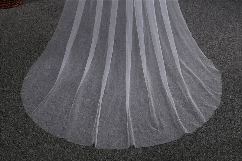 Cut Edge Soft Tulle Cathedral Length Bridal Veil 1 Layer Long Wedding